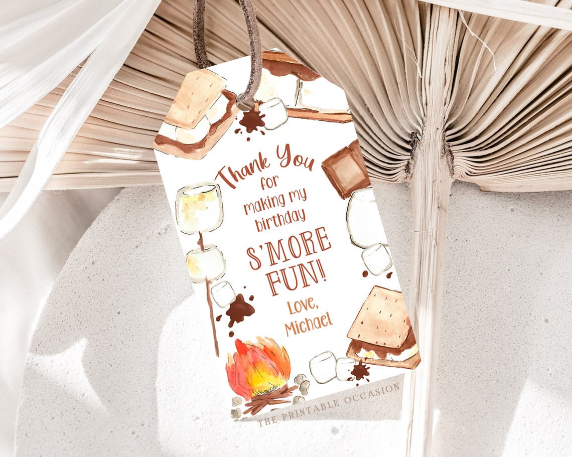 EDITABLE Smores Birthday Thank You Tags Favor Tags 2x3.5 Smore - Etsy UK