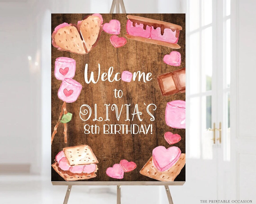 Editable Smores Welcome Sign Smores Party Camping Campfire Bonfire Girl ...