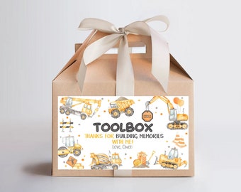 Construction Birthday Party Gable Box Label Construction Trucks Favor ...