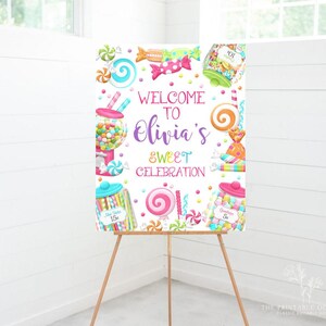 Sweet Shoppe Birthday Welcome Sign Editable Sweet Candy Party Welcome ...