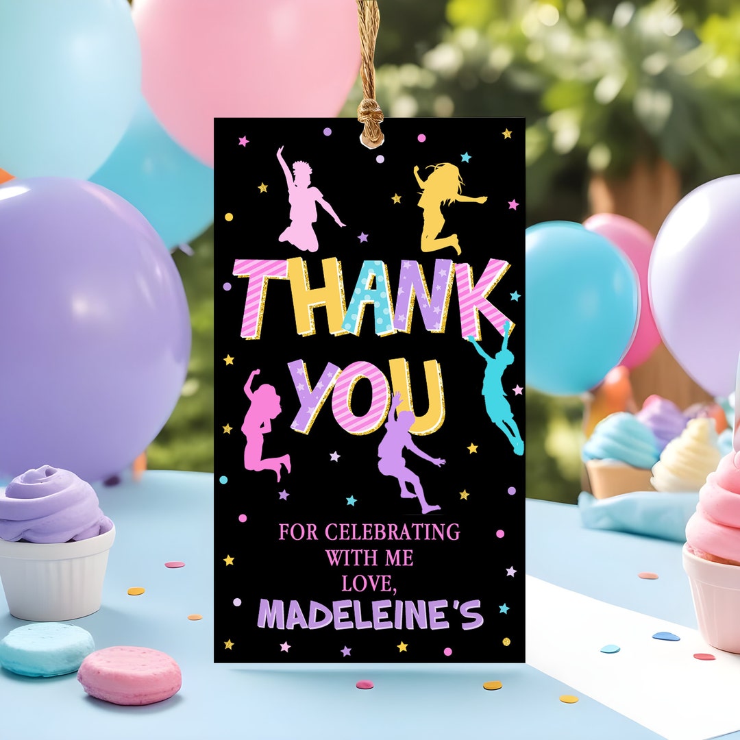 Editable Jump Party Favor Tags Template Jump Birthday Tags Trampoline ...