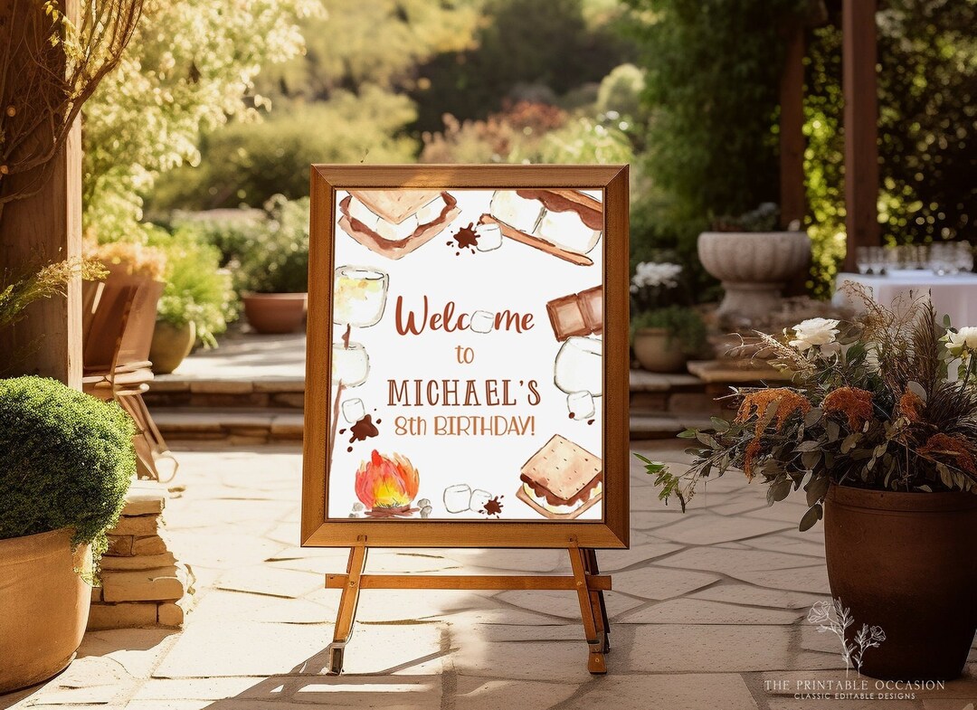 Smores Welcome Sign Editable Smores Party Welcome Sign - Etsy