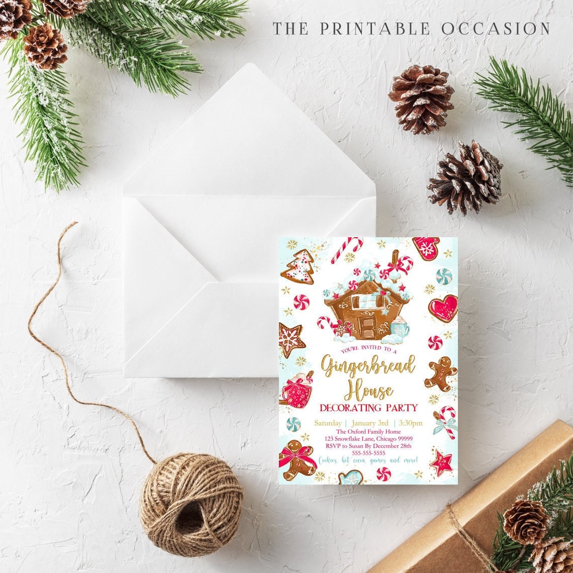 EDITABLE Gingerbread House Decorating Party Invitation - Etsy