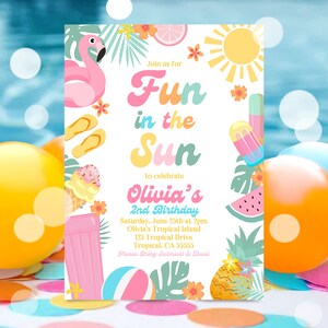 EDITABLE Fun in the Sun Birthday Party Invitation Tropical Summer ...
