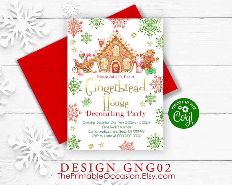 EDITABLE Gingerbread House Decorating Party Invitation | Etsy