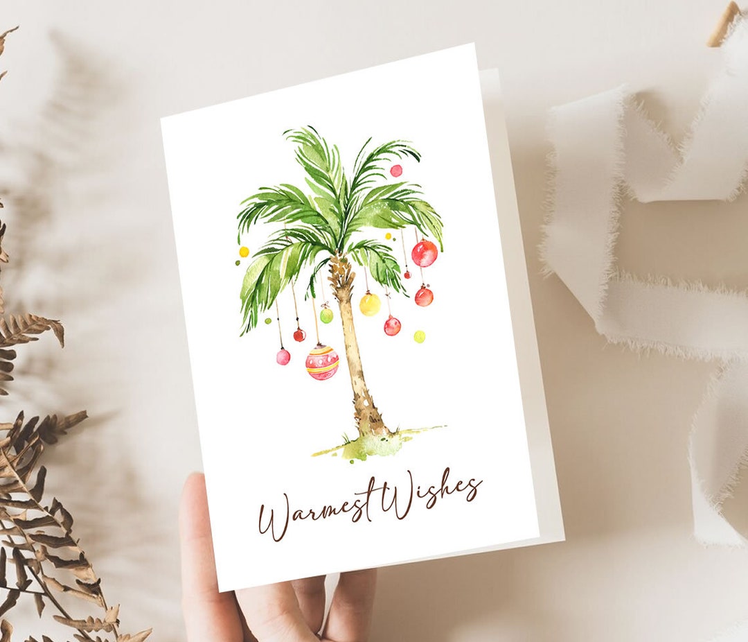 Printable Tropical Christmas Card Tropical Palm Tree Christmas Greeting ...