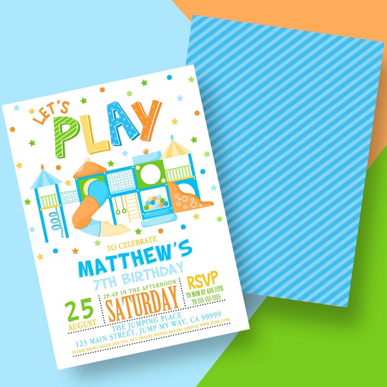 Indoor Playground Birthday Invitation Editable Play Place Invite Kids ...