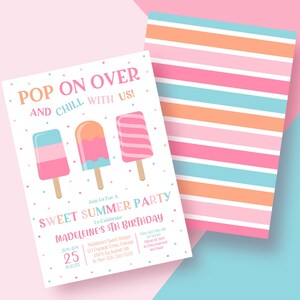 Editable Popsicle Birthday Invitation Popsicle Birthday Invite Pop on ...