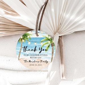 Beach Favor Tag Template, Beach Wedding Tags Printable, Beach Tag ...