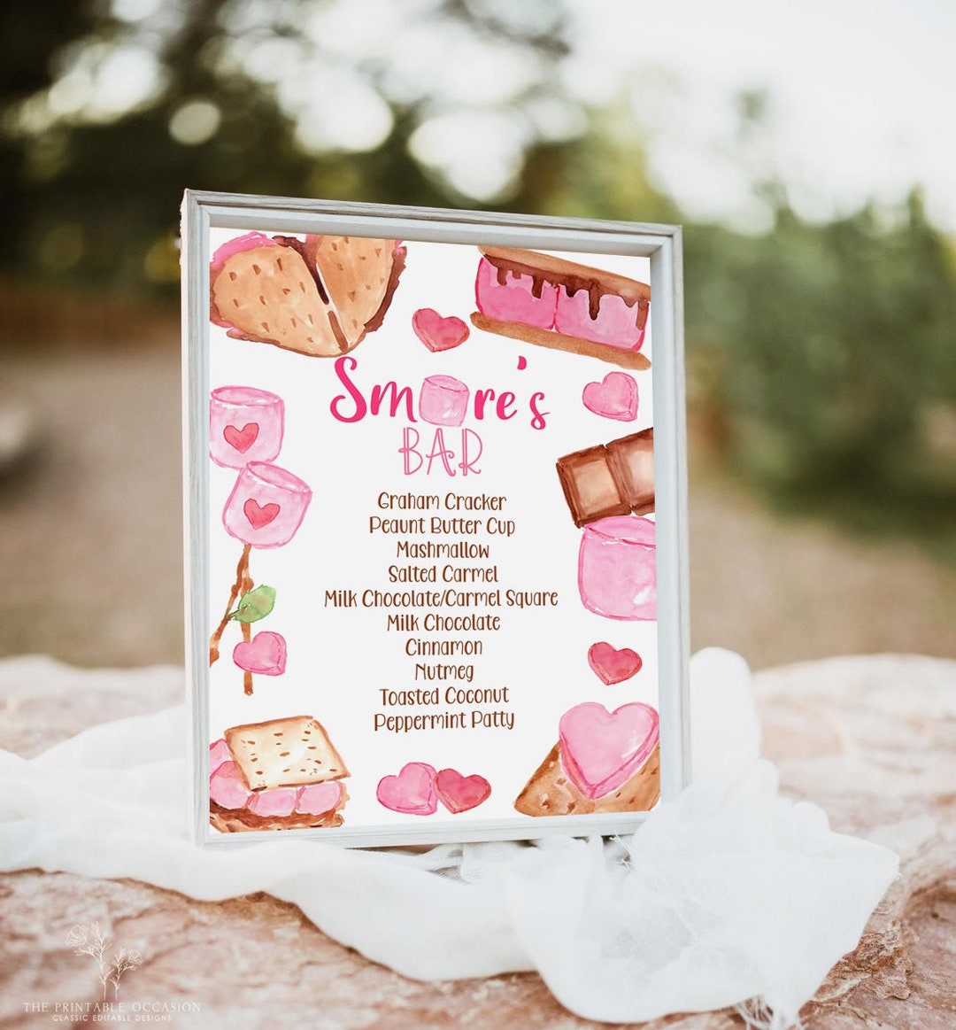 Editable Smores Bar Menu Sign Smores Bar Sign Smores Menu Sign S'mores ...