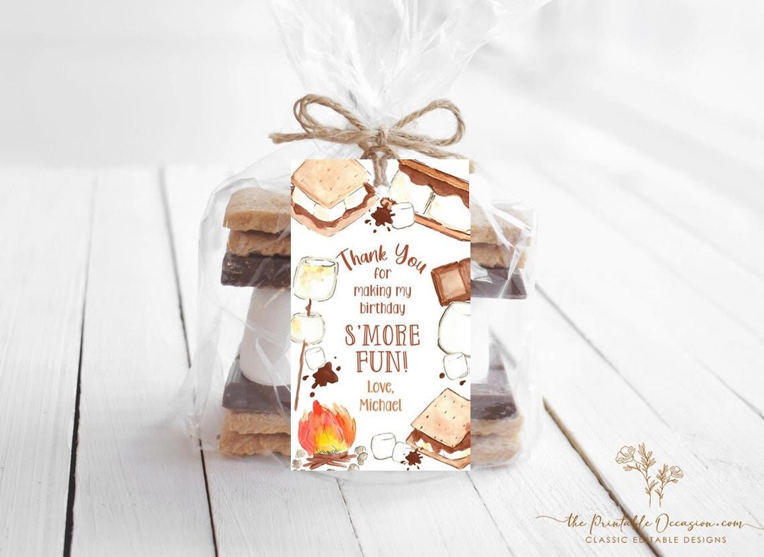 EDITABLE Smores Birthday Thank You Tags Favor Tags Smore Fun Smores ...