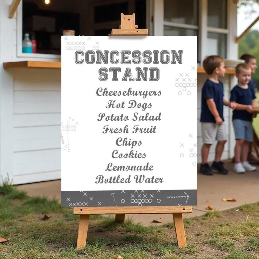 Editable Sports Concession Stand Sign Printable Snack Bar Menu Baseball ...