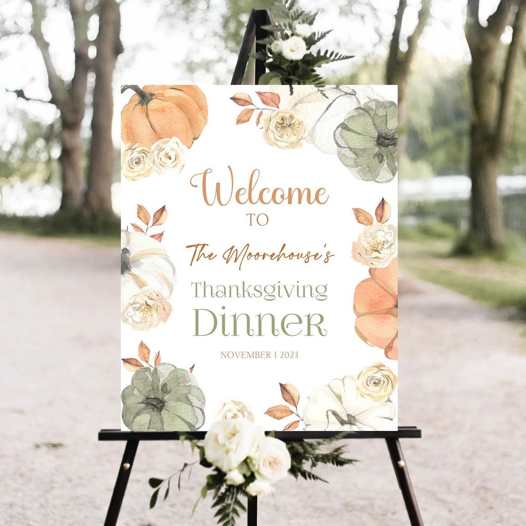 Editable Thanksgiving Welcome Sign Printable Fall Dinner Welcome Poster ...