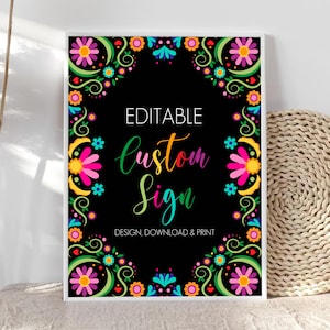 Editable Custom Sign Fiesta Party Sign Fiesta Décor Mexico Table Sign ...