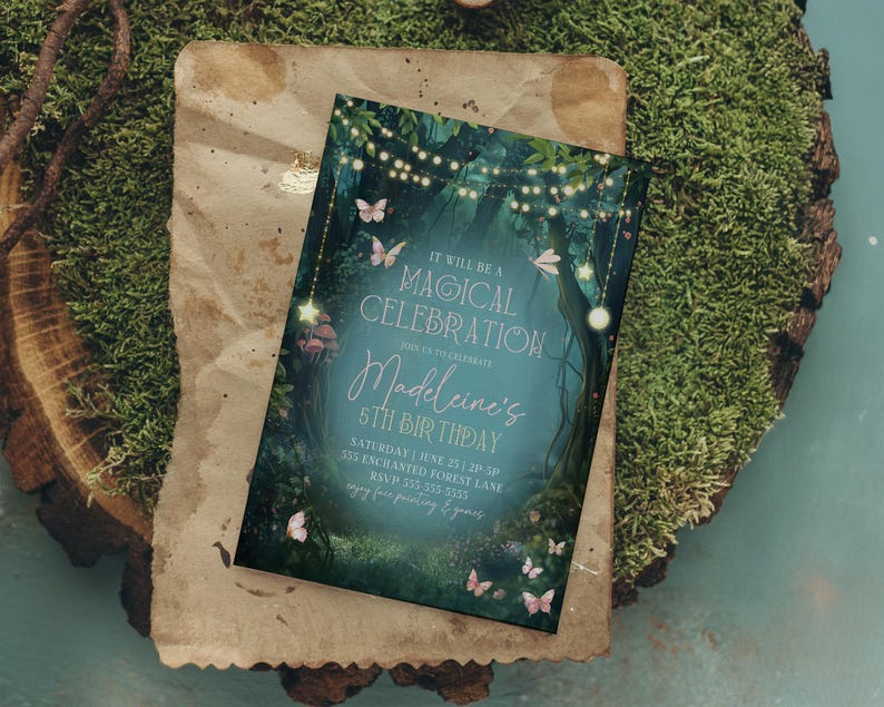 Enchanted Forest Birthday Invitation Magical Fairy Garden Party Invite ...