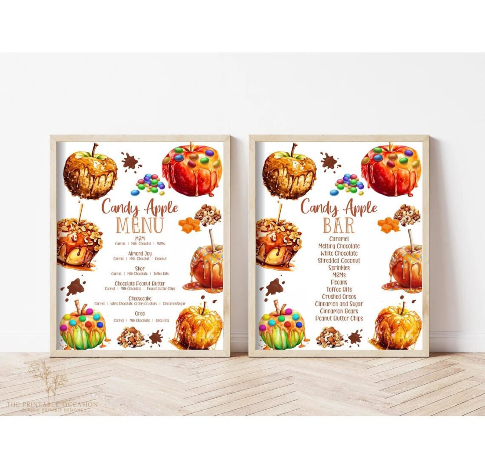 Editable Caramel Apple Bar Menu Sign Candy Apple Bar Sign Caramel Apple ...