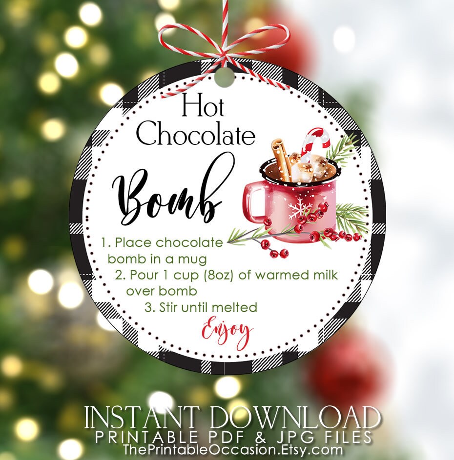 Hot Chocolate Bomb Tags Hot Cocoa Bomb Instructions Favor Tag - Etsy