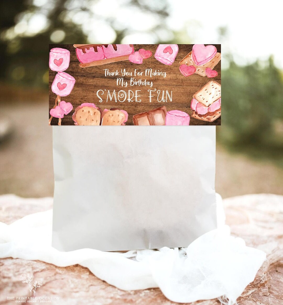 PRINTABLE Smores Bag Toppers Smore Favor Bag Toppers Girls Pink ...