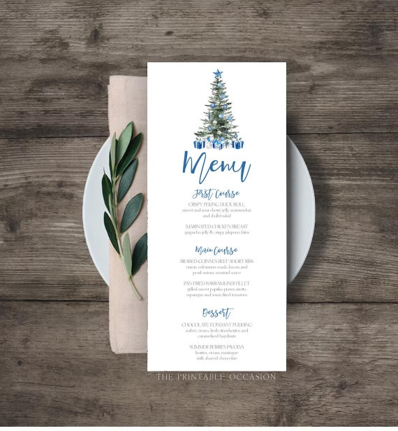 Christmas Menu Template Editable, Christmas Tree Dinner Party ...