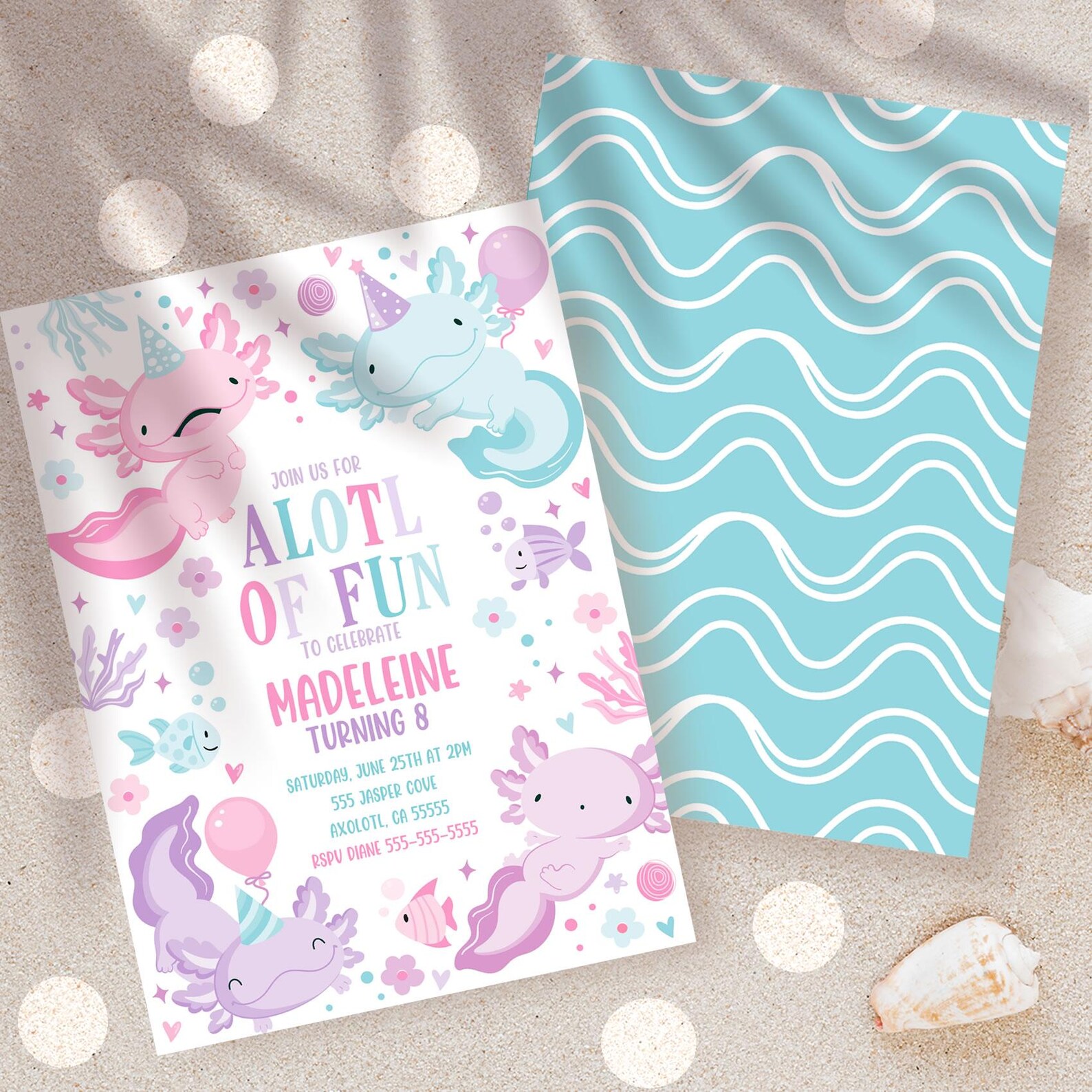 Axolotl Birthday Welcome Sign Editable Axolotl Party Welcome Poster ...