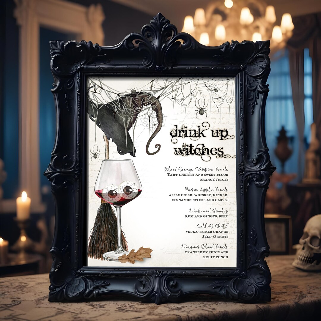 Drink up Witches Bar Sign, Editable Bar Menu Template, Printable Custom ...