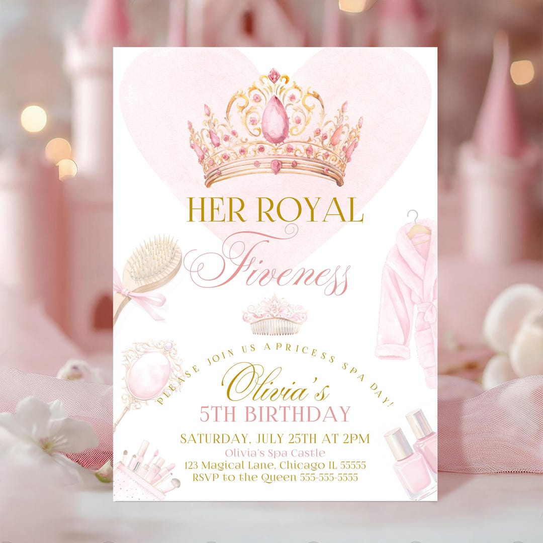 Editable Princess Spa Birthday Invitation Girl Spa Party Invite Pink ...