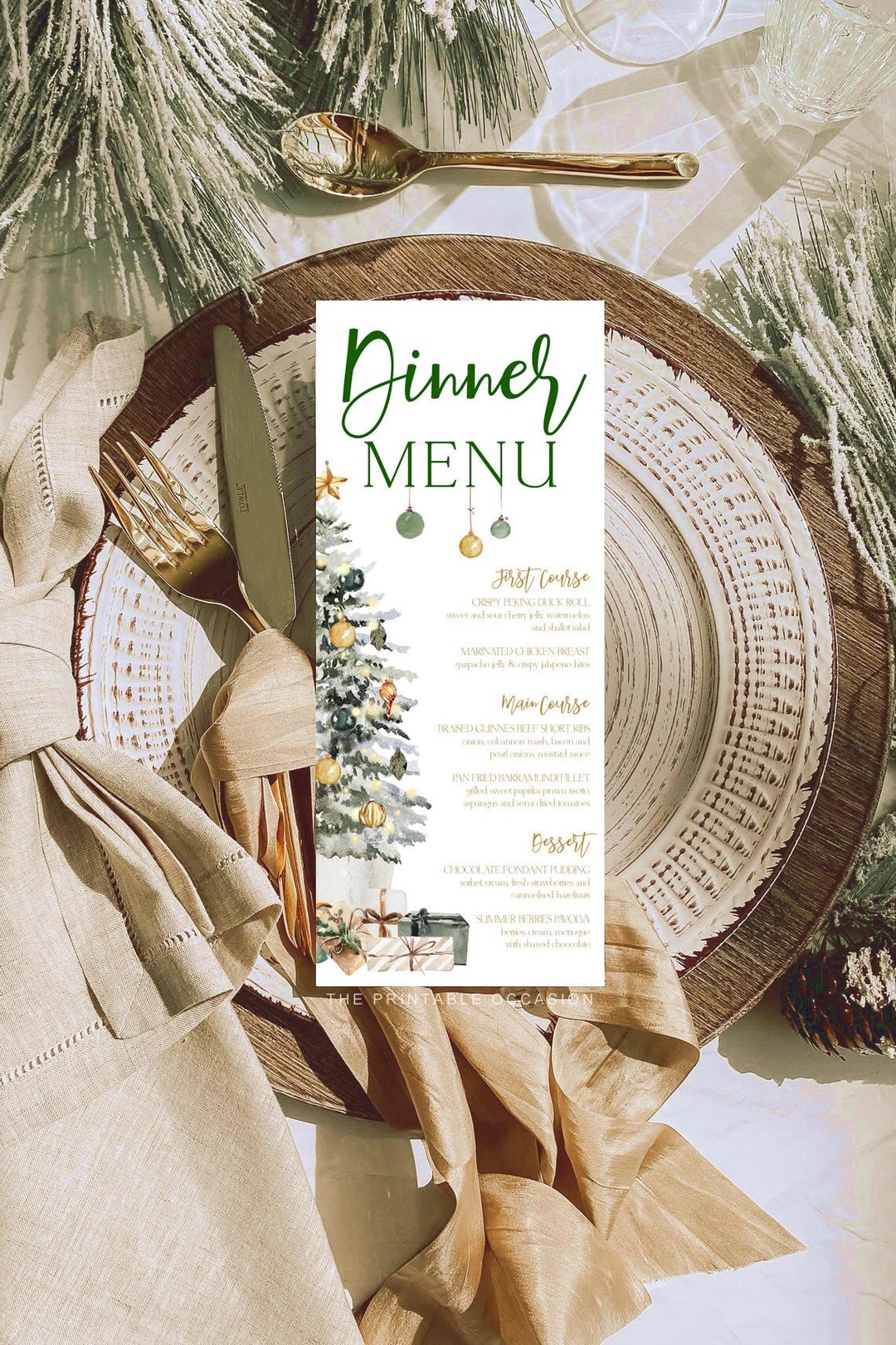 Editable Christmas Dinner Menu Template, Printable Christmas Menu ...