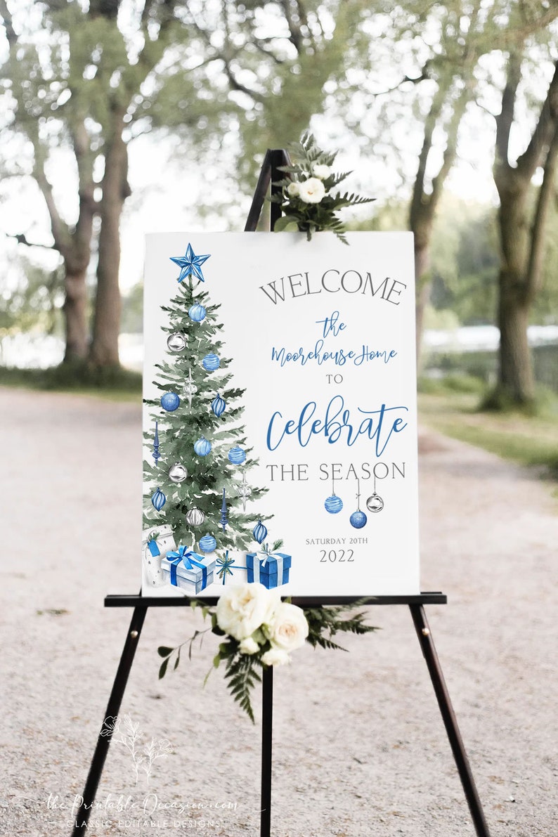 Editable Christmas Party Welcome Sign Holiday Party Welcome - Etsy