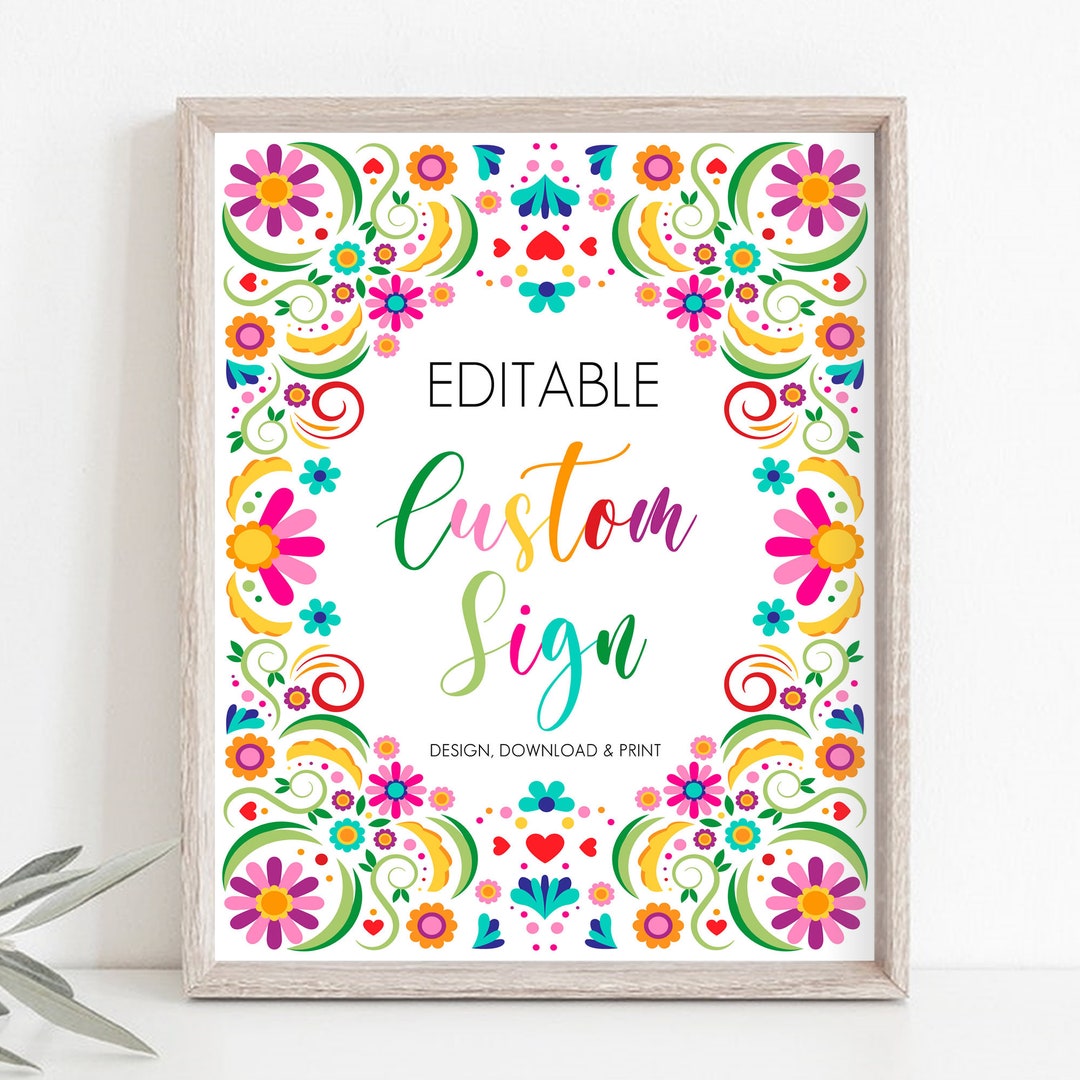 Editable Custom Sign Fiesta Party Sign Fiesta Décor Mexico Table Sign ...