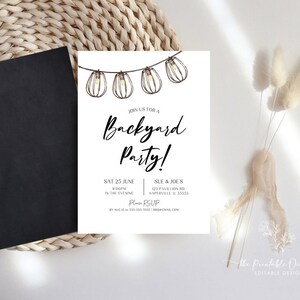 EDITABLE Rustic Backyard Party Invitation Template Backyard - Etsy