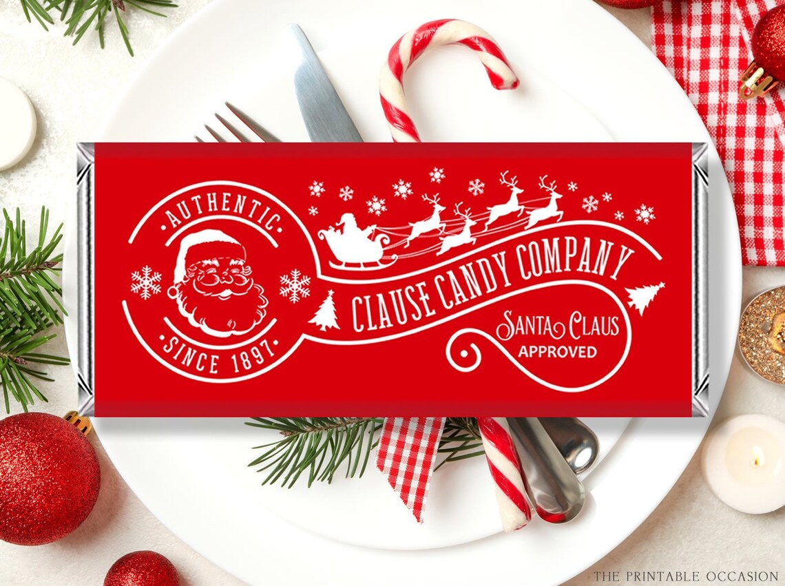 Christmas Candy Bar Wrapper Printable Christmas Food Label | Etsy