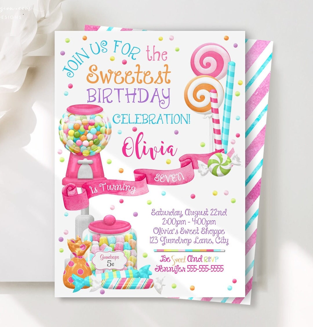 Editable Sweet Shoppe Invitation Template, Sweet Shoppe Birthday Party ...