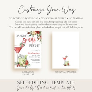 Editable Making Spirits Bright Holiday Cocktail Party Invitation ...