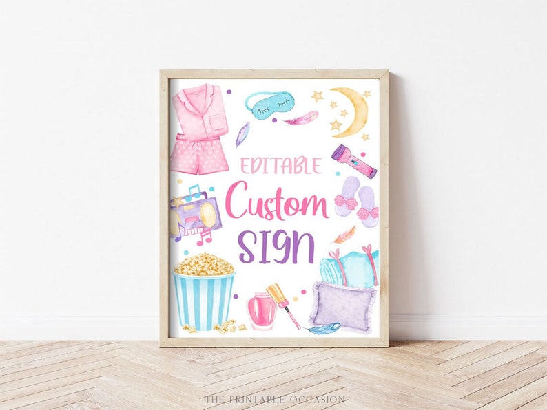 Editable Custom Sign Sleepover Birthday Slumber Party Decor - Etsy