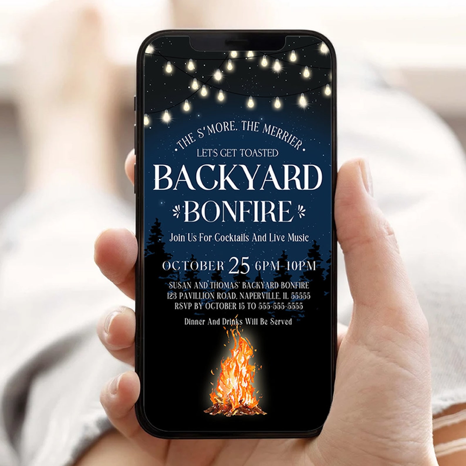Bonfire Birthday Invitation Bonfire Birthday Evite Summer Bonfire ...