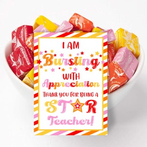 Thanks for Being A Star Teacher Bursting With Appreciation Printable ...