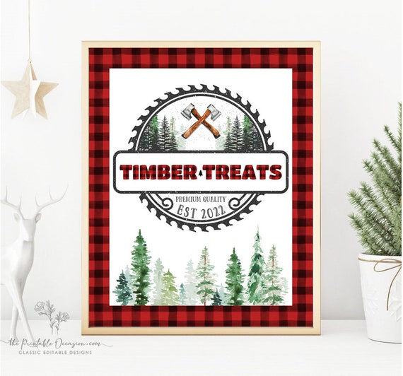 SALE Lumberjack Timber Treats Sign Printable Snacks Bar Table Sign ...