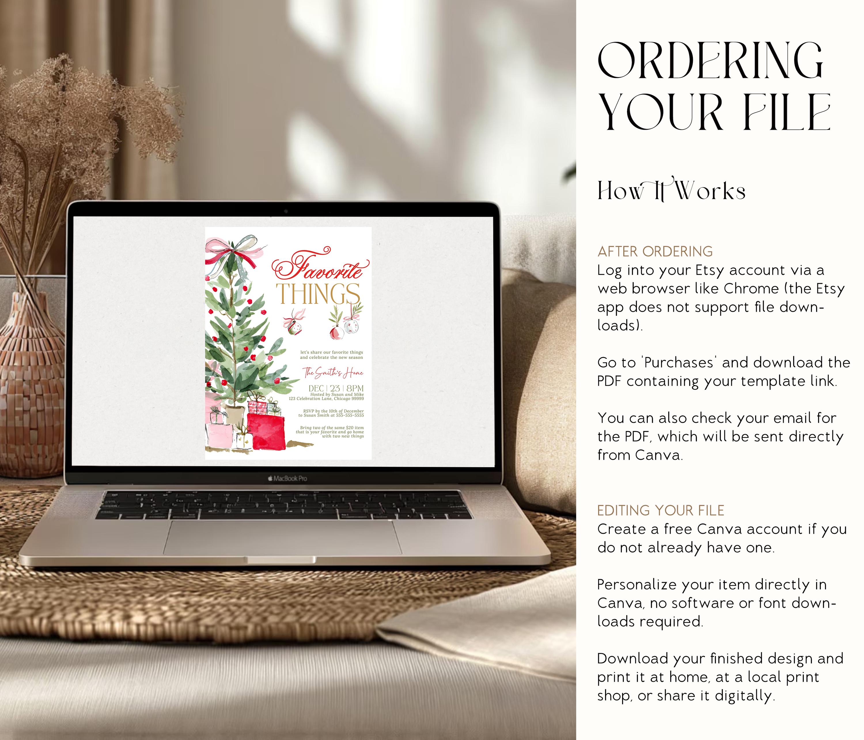 Editable Favorite Things Party Invitation Christmas Gift Exchange ...