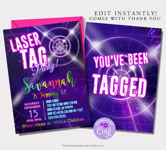 Laser Tag Flyer Invitations Printable