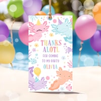 Axolotl Birthday, Printable Favor Tag, Birthday Gift Tag, Printable ...