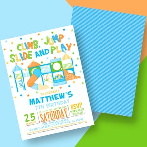Editable Playground Birthday Party Invitation Boy Jungle Gym Party ...