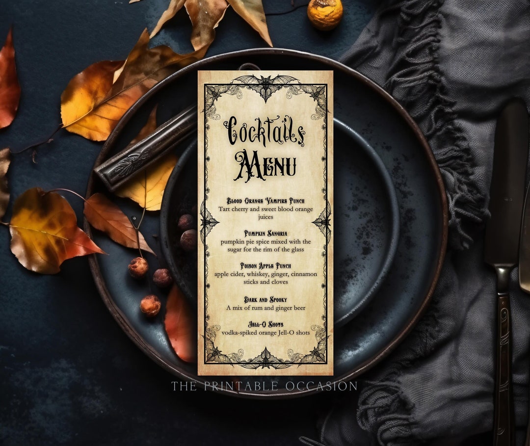 Halloween Pick Your Poison Bar Menu Template Printable Sips - Etsy