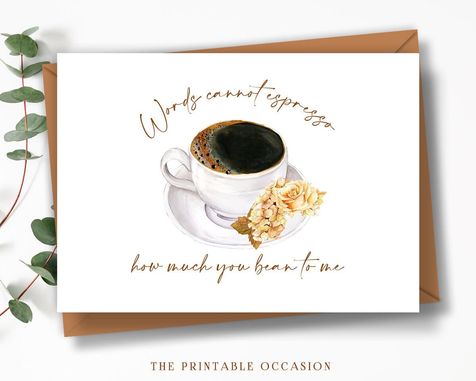 Printable Folded Words Cannot Espresso How Much You Bean to Me - Etsy