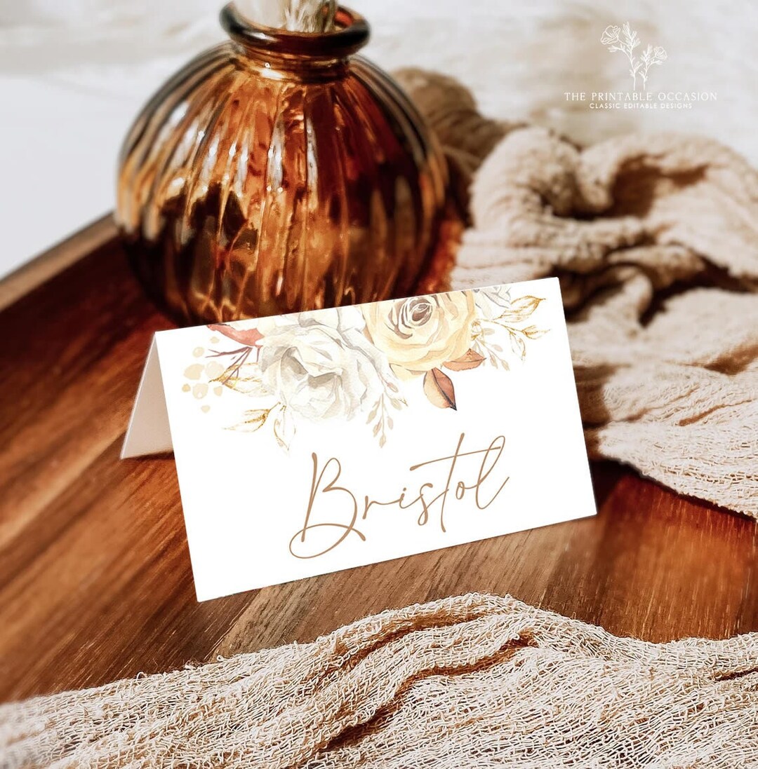 Fall Wedding Place Card Template Printable Fall Bridal Shower Place ...