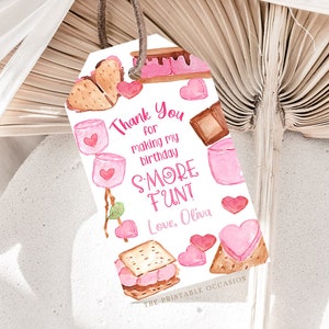 EDITABLE S'mores Birthday Thank You Tags Favor Tags Smore Fun S'mores ...