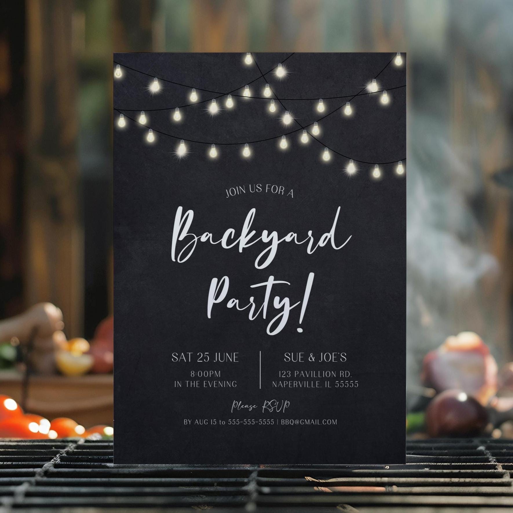 Backyard Party Invitation Template Backyard Party Evite BBQ Party ...