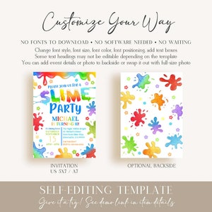 Editable Slime Invitation Glow Slime Party Invitation Template Slime ...
