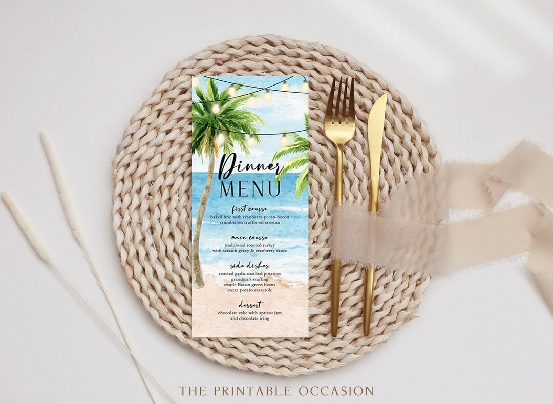 Beach Place Card Template, Beach Wedding Place Card Printable Beach ...