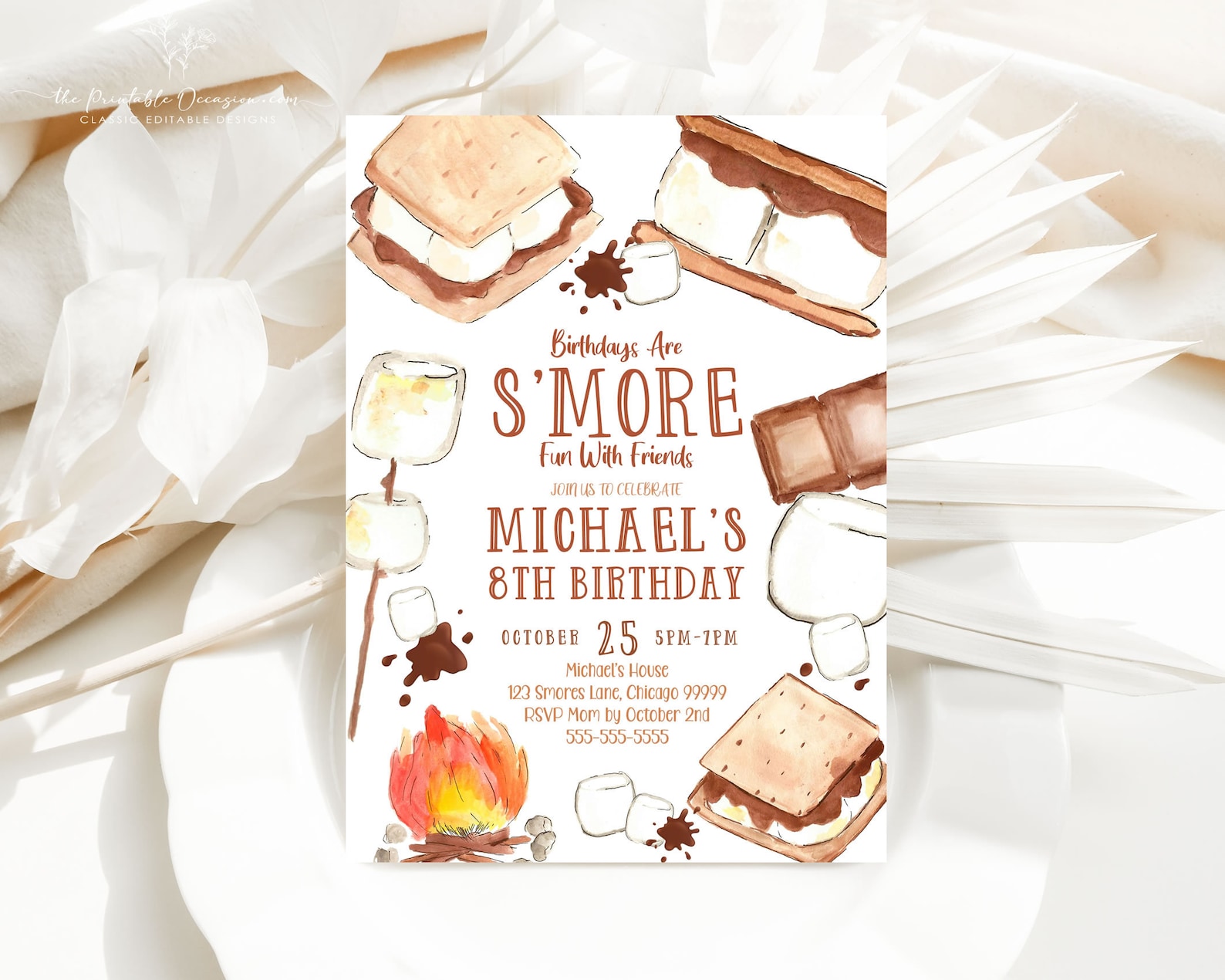 EDITABLE Smores Birthday Invitation Smores Bonfire Birthday - Etsy
