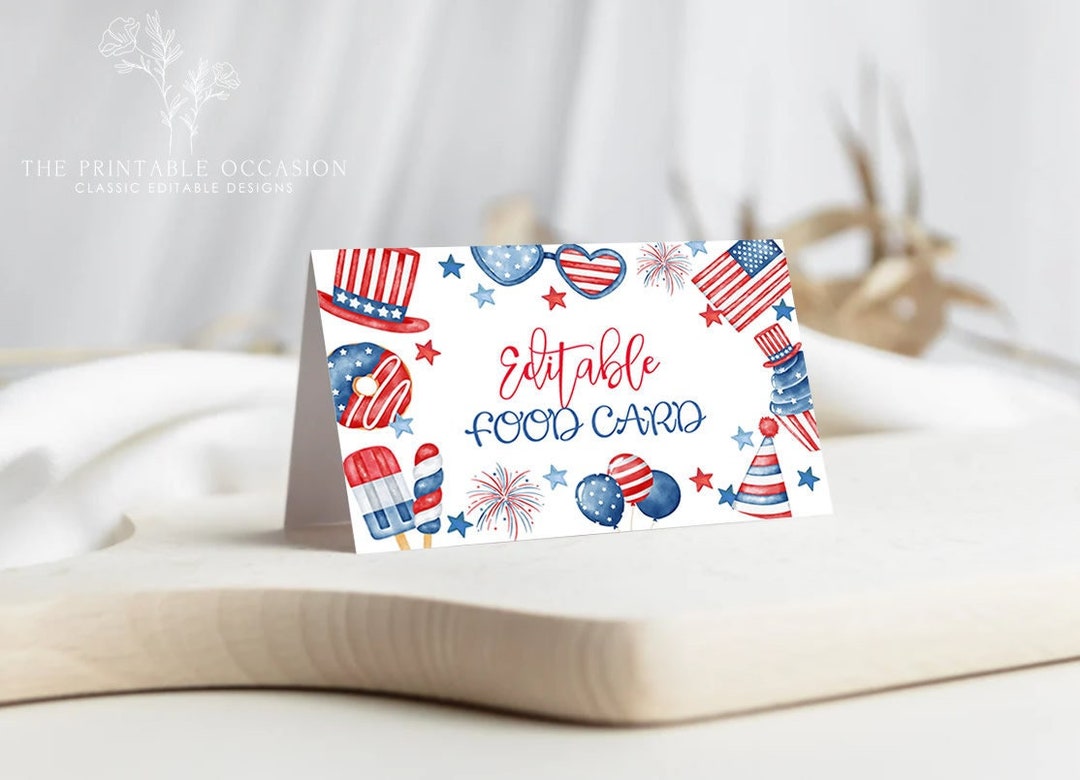 Labor Day Food Card Template, Labor Day Printable Buffet Tent, Labor ...